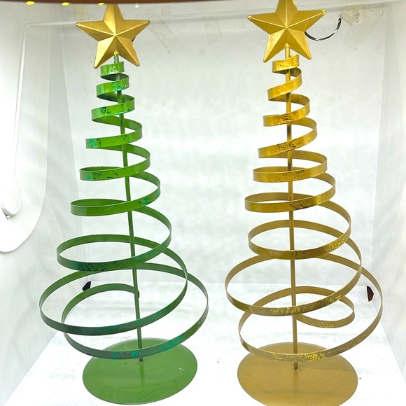Holiday | Colored Metal Spiral Christmas Trees With Gold Star On Top ...